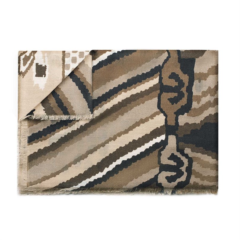 Luxurious Beige Dragon Scarf - 100% Cashmere Pashmina by Rubinacci